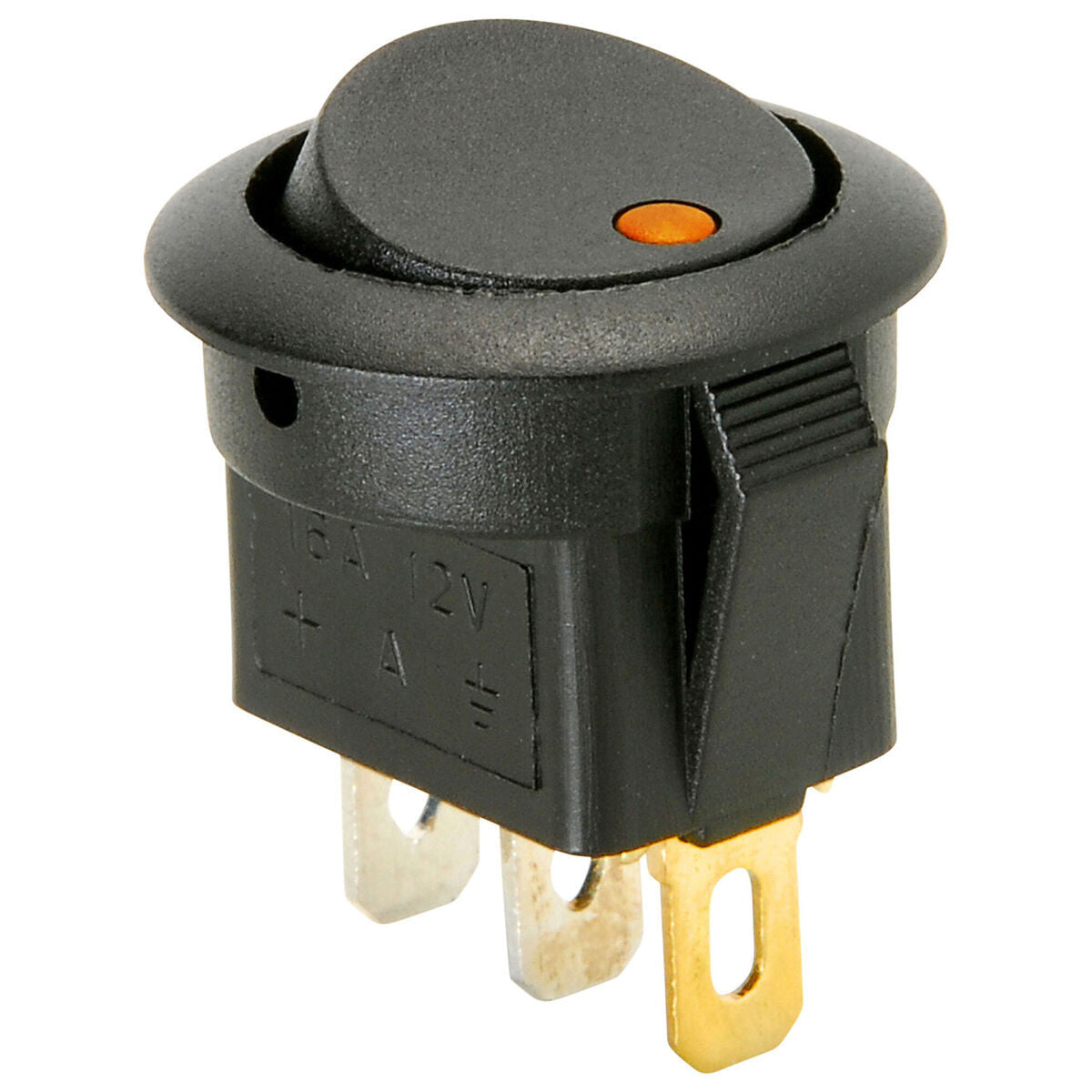 SPST Automotive Round Rocker Switch with Amber LED 12V | 3DMakerWorld, Inc.