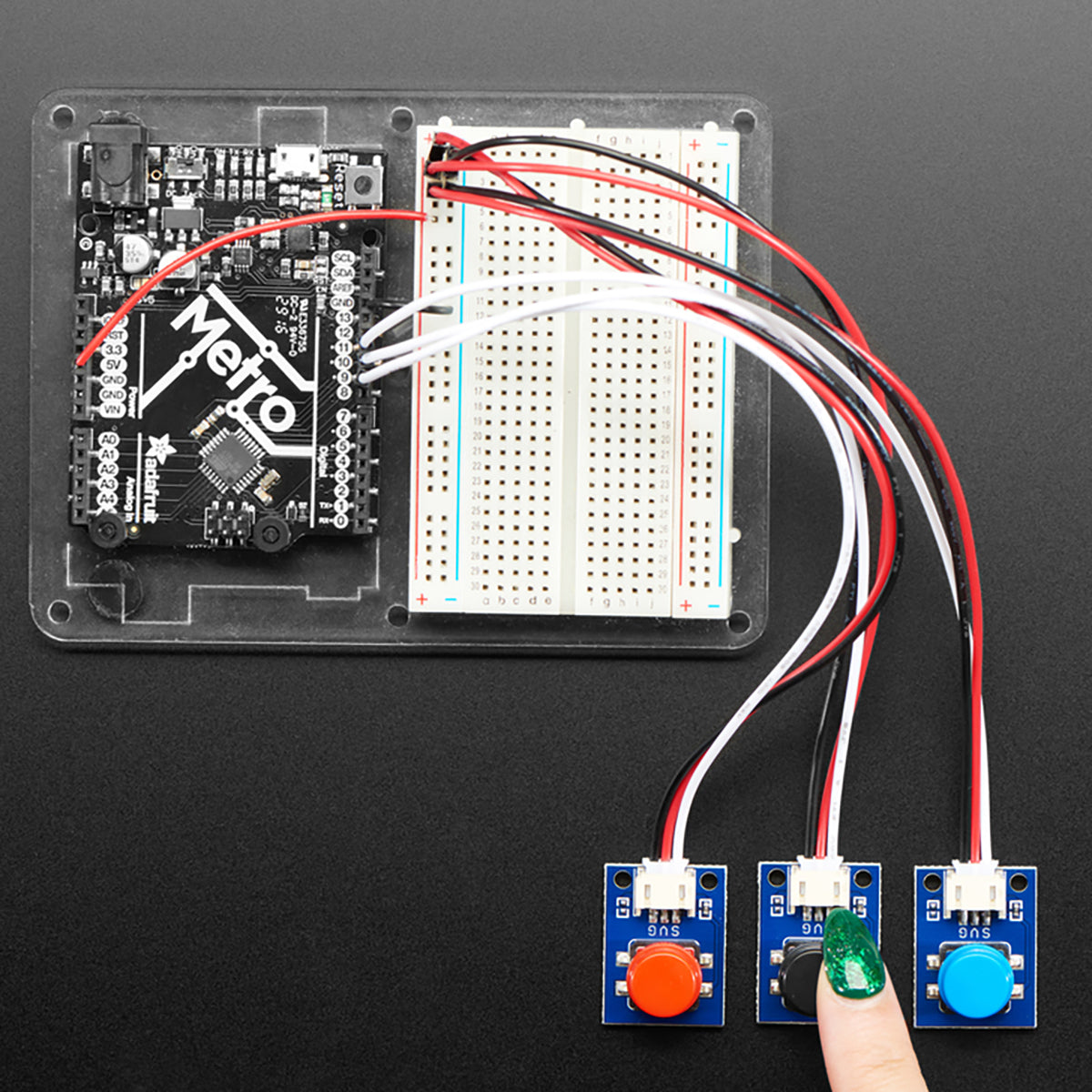 Adafruit STEMMA Wired Tactile Push-Button Pack - Multi-color (5 pack ...